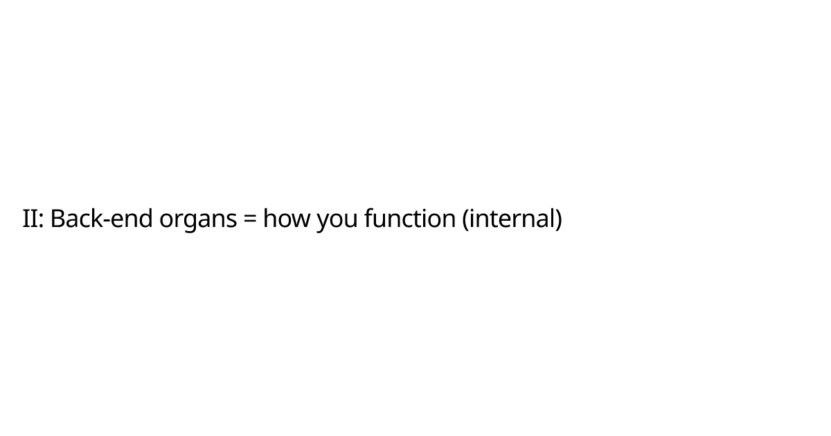 II: Back-end organs = how you function (internal) | Engineering Deathstack